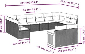 12dílná zahradní sedací souprava s polštáři černá polyratan 3228122