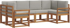 Venkovní pohovková souprava 6 ks Přírodní a světle šedá 3366884