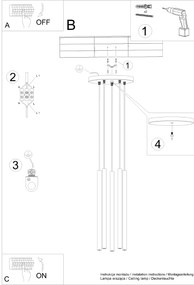 Závěsné svítidlo Pastelo, 5x oranžové kovové stínítko,