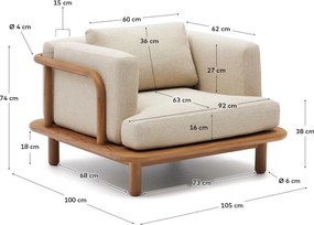 Dřevěné zahradní křeslo v béžové a přírodní barvě Turqueta – Kave Home