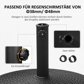 Stojan na slunečník 25 kg Stojan na slunečník s kolečky kulatý ratanový vzhled Stojan na tyče slunečníků s Ø38/48 mm Stojan na zahradu, balkon, černý