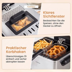 Costway Digitální fritéza s olejem 5 L 1700 W nerezové hrnce na smažení hranolků