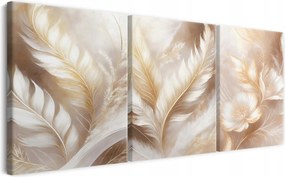 Obraz na zeď Triptych do obývacího pokoje abstrakce Jemné peří 60x120 cm