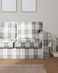 Potah na pohovku IKEA  Ektorp 3-místná, nerozkládací barva šedá látka pletený vzor, vzorované