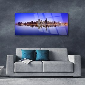 akrylový obraz Město Voda Domy 125x50 cm