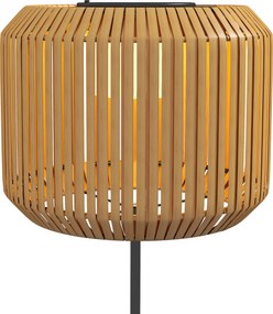 Ratanové venkovní světlo, solární zahradní lampa, automatické zapínání, LED, odolné proti povětrnostním vlivům, kovový rám, Ø34 x 130 cm, černá/žlutá
