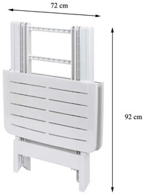 Rozkládací balkónový stůl PROGARDEN 79 cm bílý