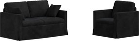 Set pohovek 2 ks Černá samet 3407513