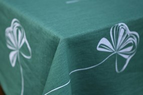 Nelly Zelené lněné ubrusy s kytkou a běhouny Rozměr: 140x180 cm
