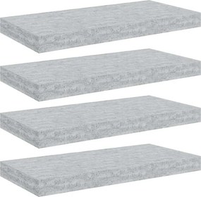 Plovoucí nástěnné police 4 ks betonově šedé 50x23,5x3,8 cm MDF 326596