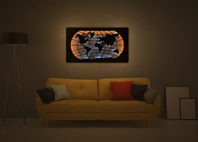 Li-Go "Mapa světa rovnoběžky" světelný obraz 230V 110x60 cm provedení povrchu: bříza