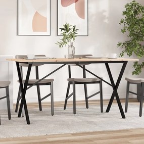 Jídelní stůl s X rámem 160 x 80 x 75 cm borové dřevo a ocel 3282699