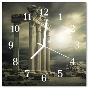 Nástenné skleněné hodiny akropole 30x30 cm