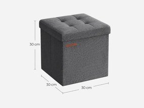 Skládací taburet s úložným prostorem COZY CUBE 30x30 cm, tmavě šedý