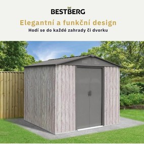 Zahradní domek BestBerg ZDB-4SD / 4,1 m² / 236 x 174 x 206 cm / dekor bílé dřevo/šedá
