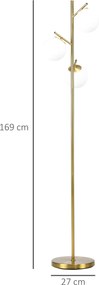 HOMCOM Stojací lampa v retro designu, stojací lampa, stojací lampa s 3 stínidly, sklo, zlatá