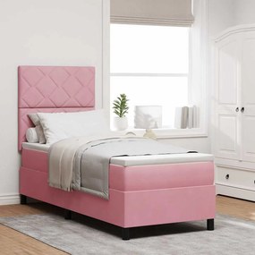 Postel s boxspringem s čelo Růžová 80 x 200 cm samet 3339865