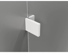 Mexen Lunar, L pětiúhelníkový sprchový kout naklápěcí doleva 80 x 80 cm, 8mm čiré sklo, bílý profil, 831L-080L-080P-20-00-L