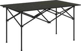 Skládací kempinkový stůl Outsunny z kovu 95x55x50 cm s rolovacím vrškem a taškou, přenosný a lehký piknikový stůl pro kempování, turistiku a pláž, čer