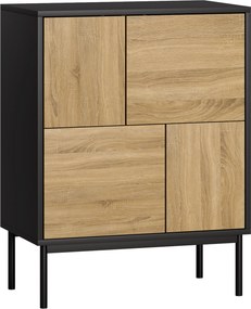 HOMCOM bufet obývací pokoj, úložná skříňka, kuchyňská skříňka, dveře s klikou a 4 přihrádky, moderní styl, 60 x 35 x 78 cm, černá