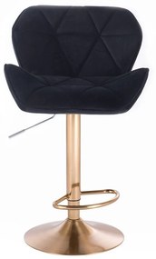 LuxuryForm Barová židle MILANO VELUR na zlatém talíři - černá