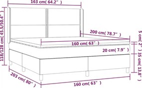Box spring postel s matrací tmavě šedá 160x200 cm samet 3132628