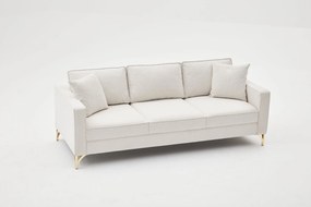 Hanah Home Třímístná pohovka BERLIN krémová se zlatou 222 cm 825BLC2797