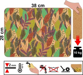 PokojovaDekorace.cz, Korkové prostírání s potiskem - 550, listy, 28x38cm, 1 ks