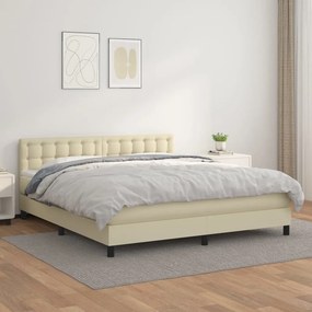 Box spring postel s matrací krémová 160x200 cm umělá kůže 3141133