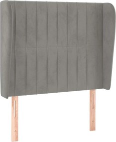 Čelo postele typu ušák světle šedé 93 x 23 x 118/128 cm samet 3118230