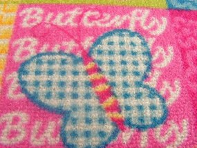 Dětský koberec Butterfly & Flowers růžový