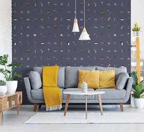 Tmavě modrá vliesová tapeta s palmami, pantery 6510-3, 106x300cm, Batabasta, ICH Wallcoverings