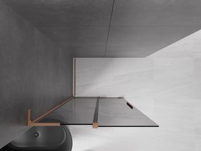 Mexen Velar L, posuvná sprchová zástěna Walk-in 100 x 200 cm, 8mm šedé sklo, měděná matná, 871-100-003-43-65