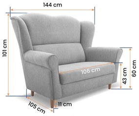 IDZ Pohovka LOFT II, 144 cm Barva látky: AVRA 10