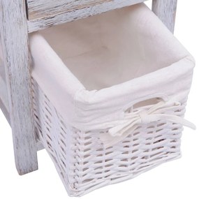 Noční stolek dřevěný bílý - Default Title