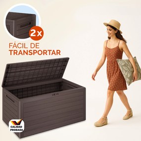Zahradní úložný box Woody 280L hnědý dekor dřeva voděodolné