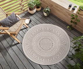 Hanse Home, Kusový koberec Twin-Wendeteppiche 105475 Linen kruh – na ven i na doma, 140x140 (průměr) kruh, hnědá, chodba / předsíň