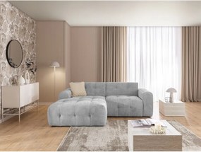 Světle šedá rohová pohovka (levý roh/s lenoškou) Melva – Ropez