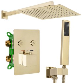 Podomítková sprchová sada REA FENIX DAVIS s termostatem + box zlatá