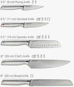Sada nožů s rotačním stojanem 5 ks z nerezové oceli Elevate Steel – Joseph Joseph