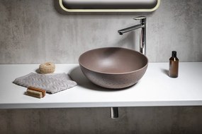 Sapho Sapho, FORMIGO betonové umyvadlo na desku, průměr 39cm, tmavě hnědá, FG315