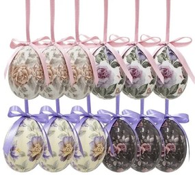 12ks dekorace závěsné vajíčko s květy Spring Egg - Ø 4*5cm