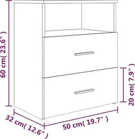 vidaXL Noční stolek 50 x 32 x 60 cm [803280] Barva: Betonová šedá