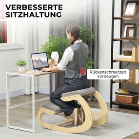 HOMCOM Ergonomický houpací kloubní židle pro home office, ke zlepšení držení těla, světle šedá