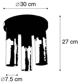 Průmyslové stropní svítidlo černé se zlatým kruhem 3-světlo - Raspi