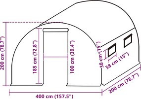 Náhradní plachta na skleník (8 m²) 400 x 200 x 200 cm zelená 316443