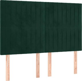 Box spring postel s matrací a LED tmavě zelená 140x190 cm samet 3136242