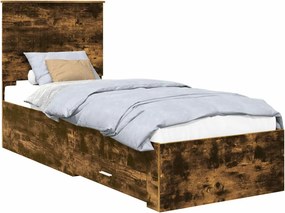 Rám postele Uzený dub a stříbrná 70 x 190 cm Kompozitní dřevo 3411372