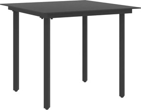 vidaXL Zahradní jídelní stůl černý 80 x 80 x 74 cm ocel a sklo [313109]
