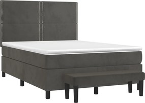 Box spring postel s matrací tmavě šedá 140x200 cm samet 3137786